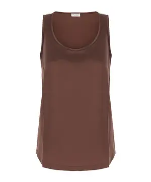 Brunello Cucinelli Sleeveless Sequin-trimmed Top - Brown