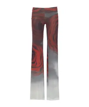 JEAN PAUL GAULTIER Sheer Floral Print Trousers - Gray