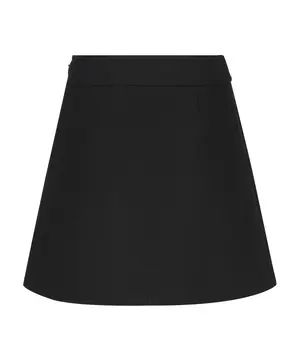 Celine Trapeze Mini Skirt In Gauffered Double Wool - Black