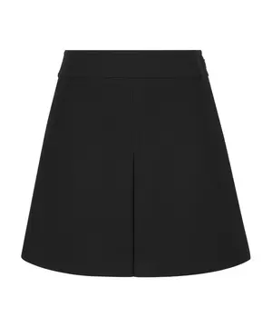 Celine Trapeze Mini Skirt In Gauffered Double Wool - Black