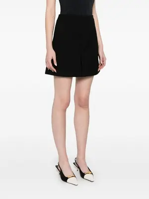 Celine Trapeze Mini Skirt In Gauffered Double Wool