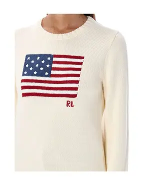 Polo Ralph Lauren Flag Intarsia Knitted Sweater - Red