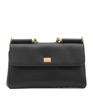 Dolce & Gabbana Medium Sicily Handbag With Logo Plaque - Black