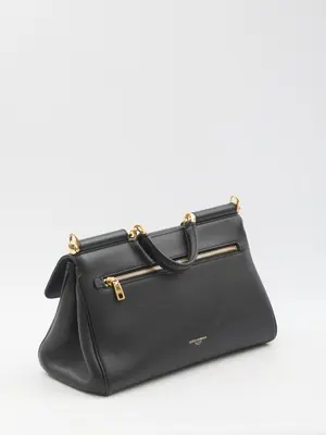 Dolce & Gabbana Medium Sicily Handbag With Logo Plaque - Black