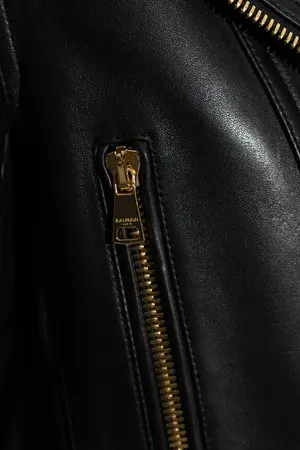 Balmain Leather Zipped Moto Jacket