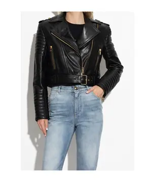 Balmain Leather Zipped Moto Jacket