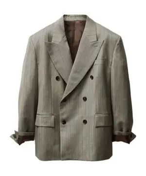 Versace Pinstripe Boxy Blazer - Grey