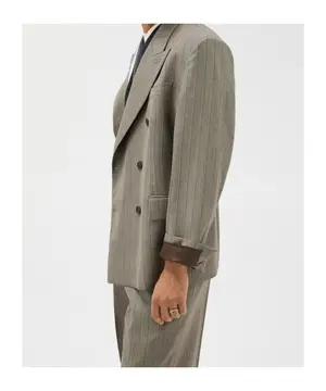 Versace Pinstripe Boxy Blazer - Grey