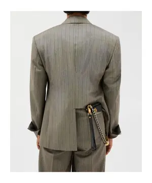 Versace Pinstripe Boxy Blazer - Grey