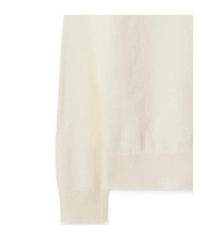 Burberry Logo Cashmere V-neck Sweater - Vanilla