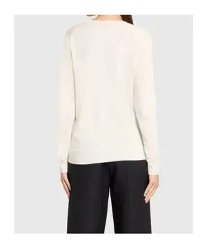 Burberry Logo Cashmere V-neck Sweater - Vanilla