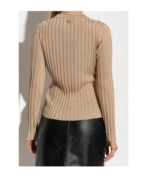 Versace Ribbed Crewneck Long Sleeve Top
