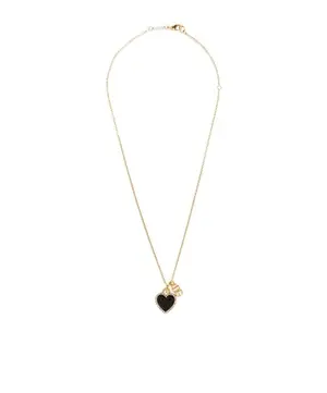 Dolce & Gabbana Black Heart Logo Pendant Necklace - Yellow