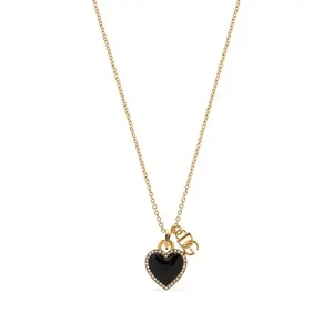 Dolce & Gabbana Black Heart Logo Pendant Necklace