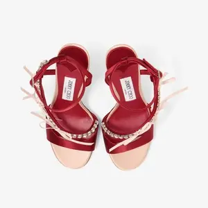 JIMMY CHOO Round-toe Embellished High-heeled Sandals - Macaron Red/ruby Red
