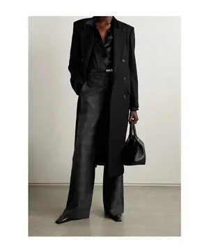 NILI LOTAN Johan Cotton-twill Wide-leg Pants - Black