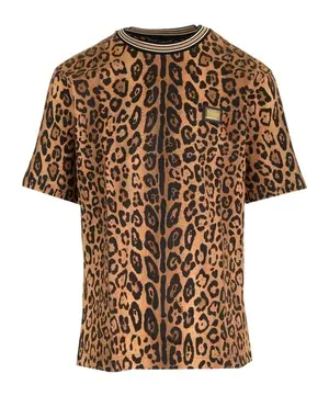 Dolce & Gabbana Dolce Gabbana Leopard-printed Crewneck T-shirt - Black