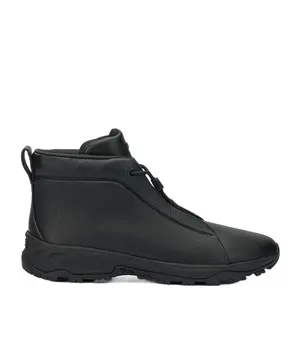 Zegna Logo Embossed Ankle Boots With Drawstring And Pull Tab - Black