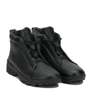 Zegna Logo Embossed Ankle Boots With Drawstring And Pull Tab - Black