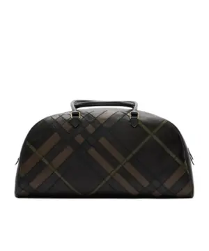 Burberry Logo Patch Checked Tote Bag