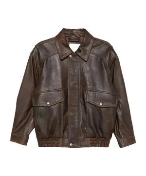 DUNST Long-sleeved Leather Jacket - Black
