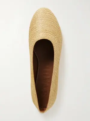 Staud Alba Ballet Flats In Raffia - Beige