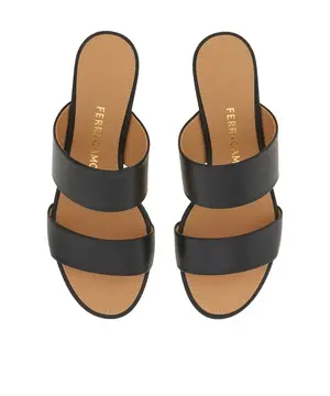 FERRAGAMO Sculptural Heel Sandals - Black