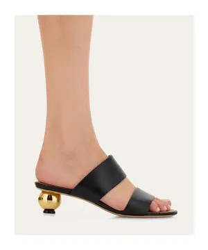 FERRAGAMO Sculptural Heel Sandals - Black