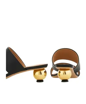 FERRAGAMO Sculptural Heel Sandals - Black