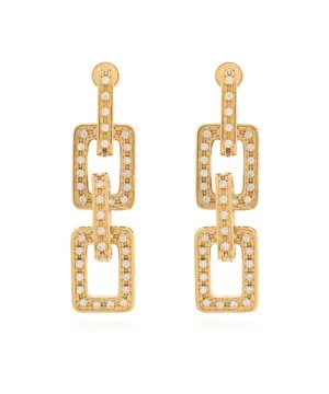 Marni Crystal Embellished Link Drop Earrings - Golden