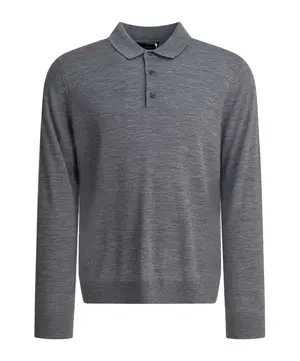 Vince Merino Wool Polo Shirt - Heather Gray