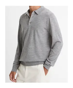 Vince Merino Wool Polo Shirt - Hemp Gray