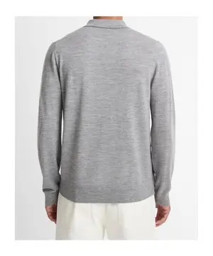 Vince Merino Wool Polo Shirt - Hemp Gray