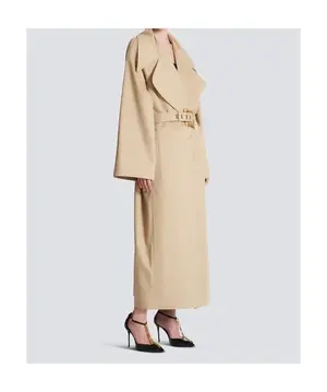 Balmain Long Gabardine Trench Coat