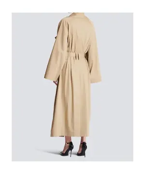 Balmain Long Gabardine Trench Coat