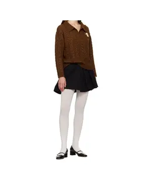 SHUSHU/TONG Floral Appliqué Polo Jumper