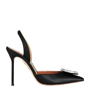 AQUAZZURA Crystal Embellished Slingback Stilettos