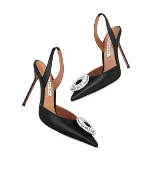 AQUAZZURA Crystal Embellished Slingback Stilettos