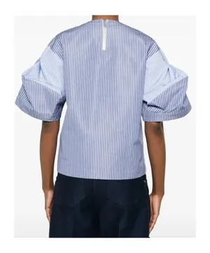 Sacai Striped Shirt With Chest Pocket And Back Zip