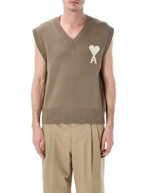 AMI Paris De Coeur V-neck Knitted Vest