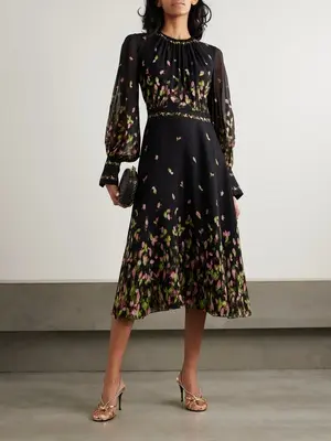 Erdem Pleated Print Dress