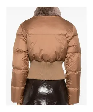 Fendi Cropped Puffer Jacket With High Waistband - Nude