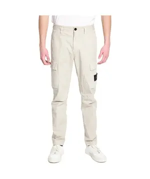 Stone Island Logo Patch Cargo Trousers - Light Grey