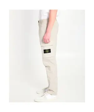Stone Island Logo Patch Cargo Trousers - Light Grey