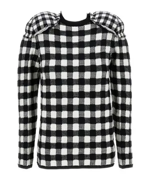 Comme Des Garçons Loose Knit Sweater With Padded Shoulders And Check Pattern
