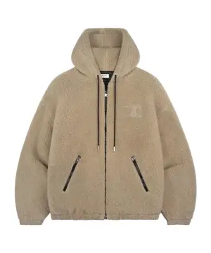 Celine Hooded Fleece Jacket With Triomphe Tassel - Beige/black