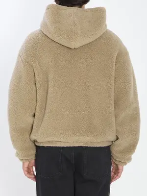 Celine Hooded Fleece Jacket With Triomphe Tassel - Beige/black