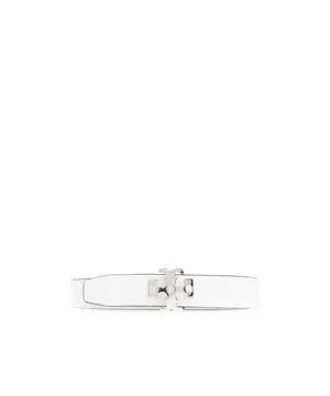 Tory Burch Leather Belt With Silver Metal Buckle - White