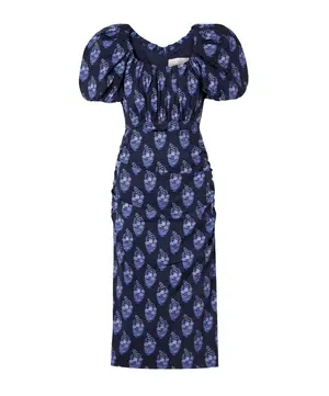 Carolina Herrera Printed Puff Sleeve Midi Dress