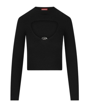 DIESEL® Oval-d Plaque Cut-out Knitted Jumper - Black